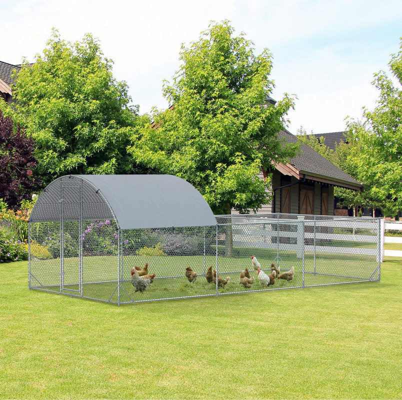 Ivy Bronx PawHut Walk-In Chicken Run - Large Metal Poultry Cage with ...