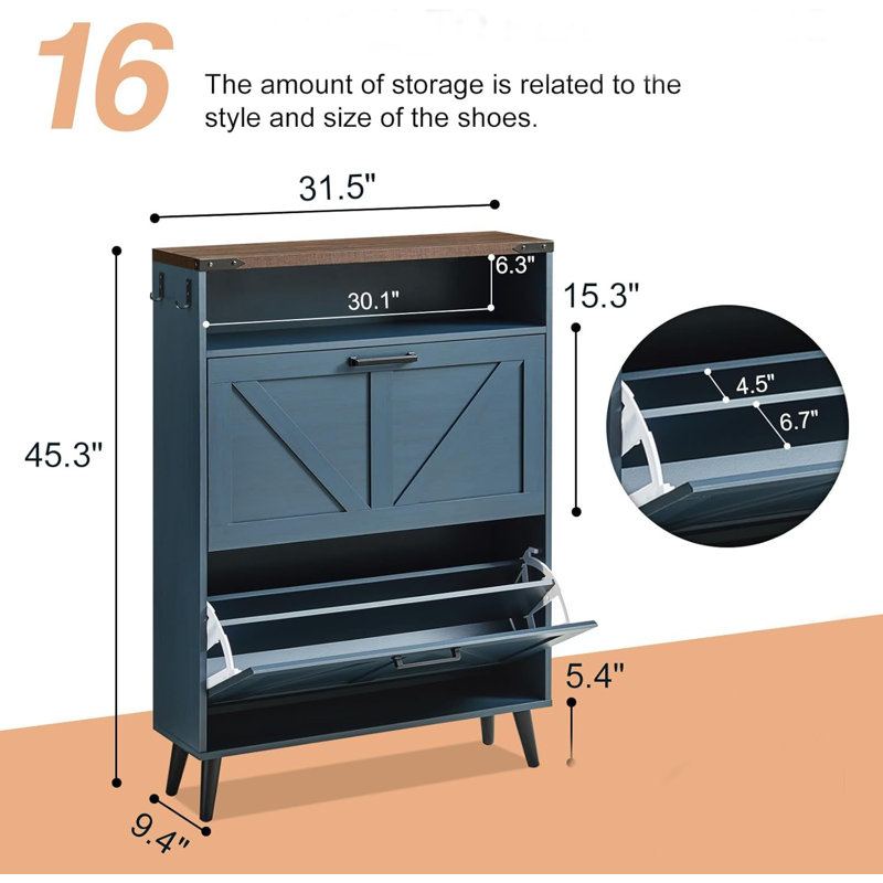 16 Pair Shoe Storage Cabinet