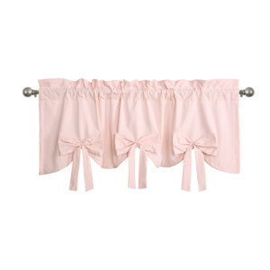 Lush Decor Melody Bow Scalloped 52" Window Valance in Blush/White/Light ...
