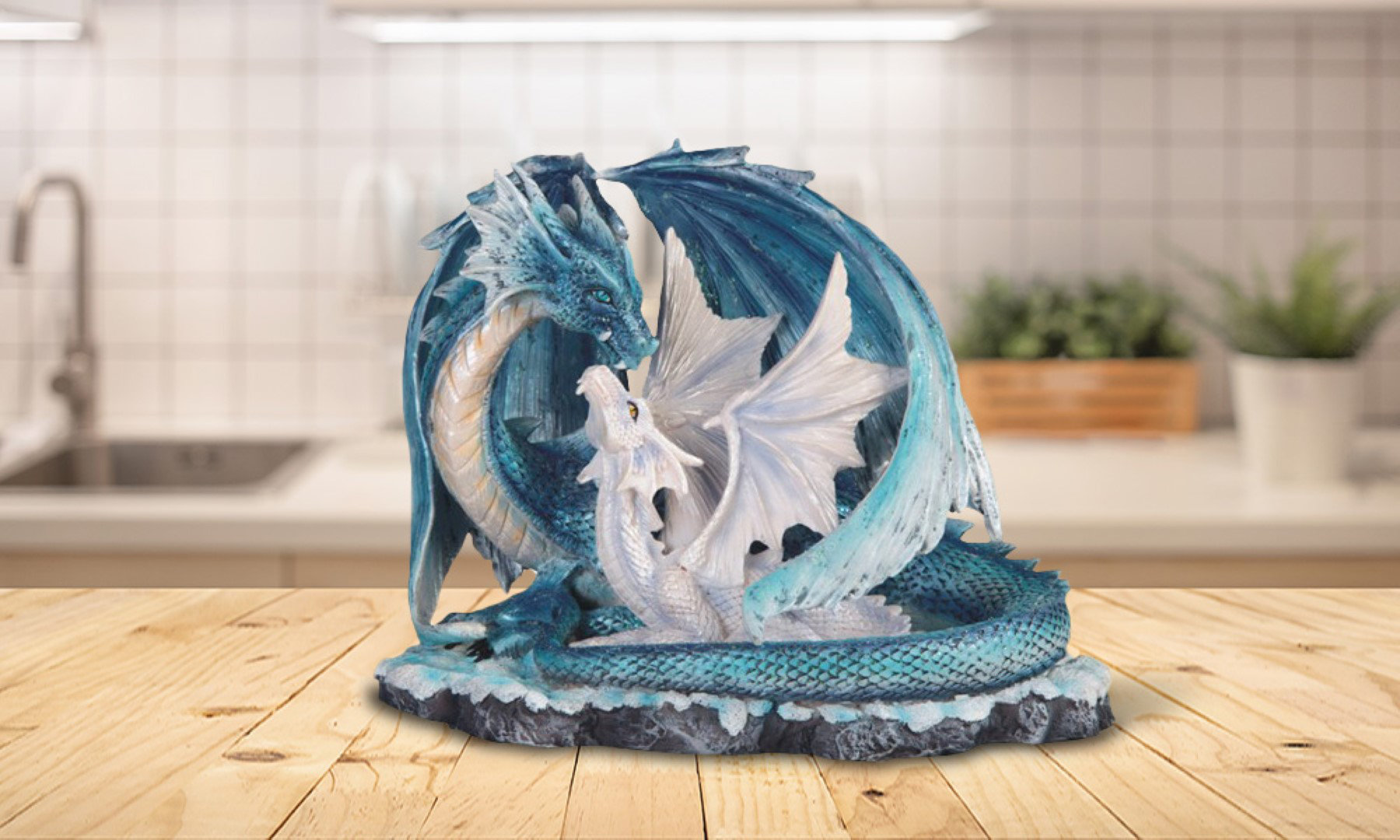 Trinx Decovello 7"W Blue Dragon with Baby Figurine Unique Gifts | Wayfair