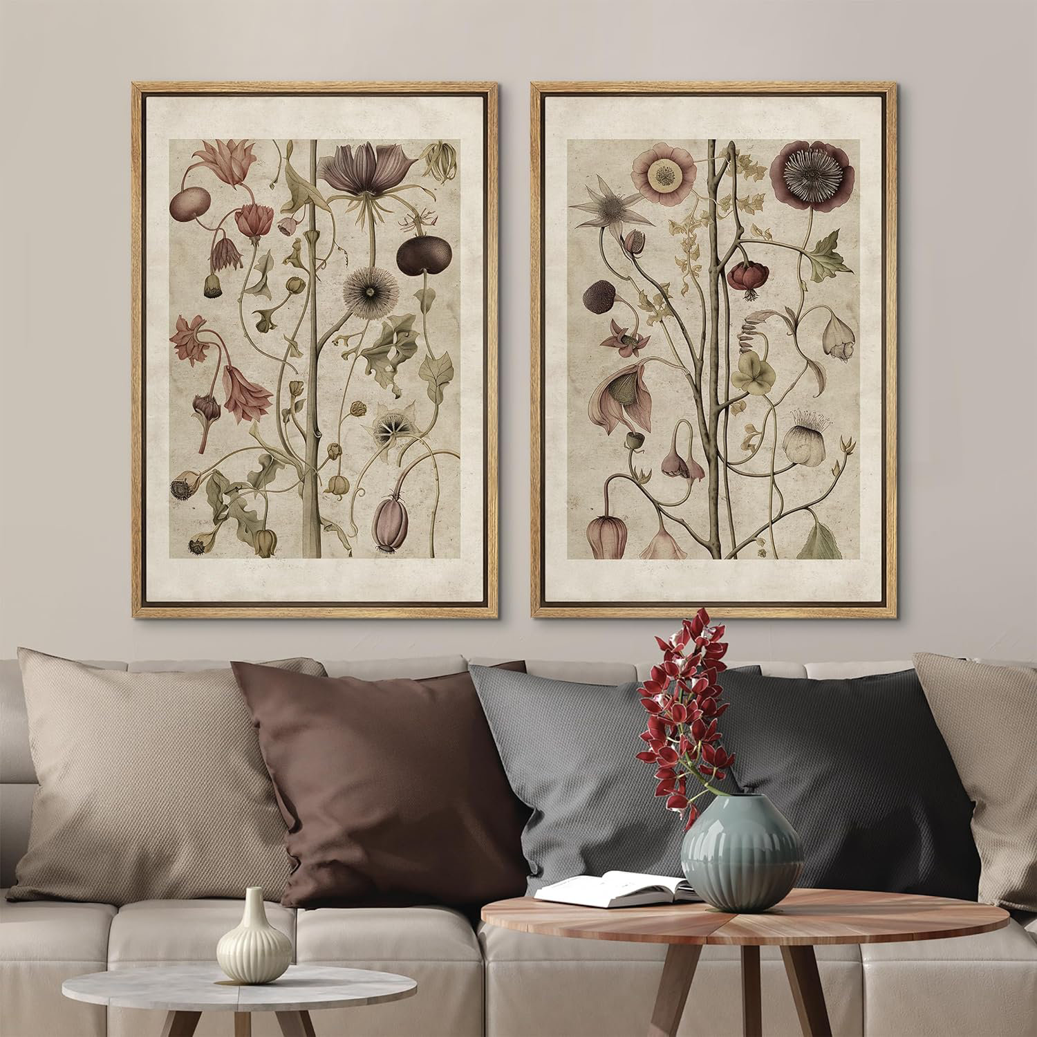 IDEA4WALL Abstract Botanical "Classic Wildflower Floral Nature Plant ...