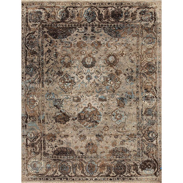 Samad Rugs Shangri-La Hand Knotted Wool Area Rug in Divine Taupe/Black ...