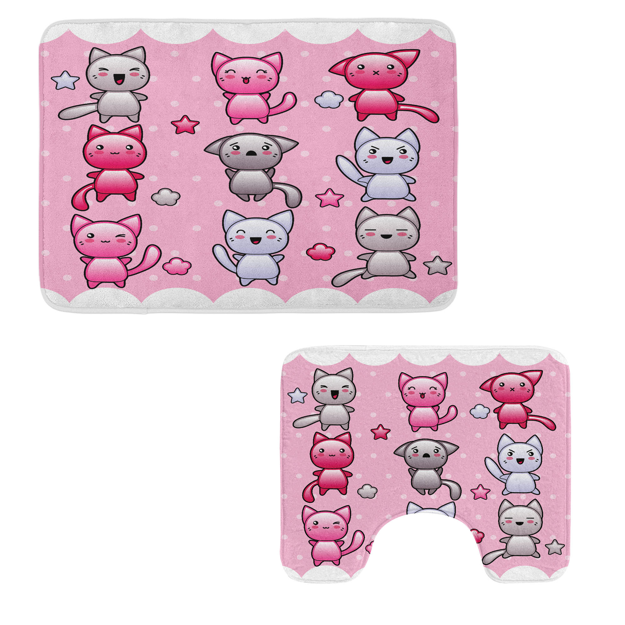 East Urban Home Anime Bathroom Rug Set 2 Pieces Rectangle & Contour ...