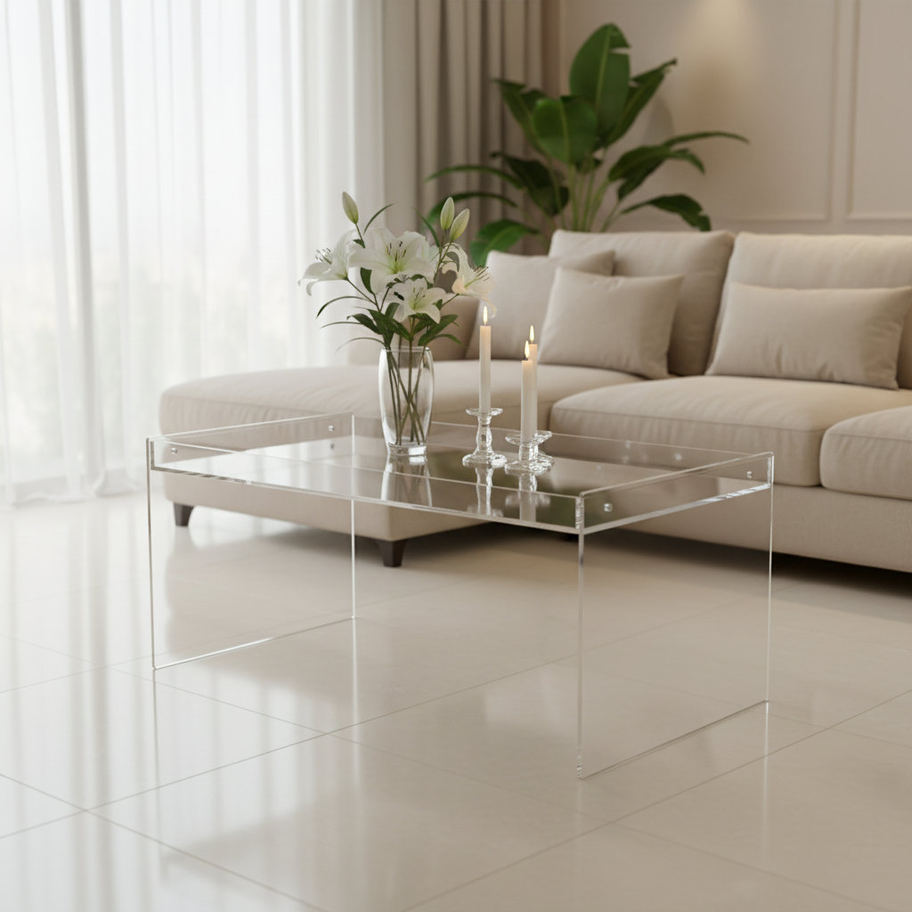 Wrought Studio™ Modern Acrylic Coffee Table 31.5'' Minimalist Center ...