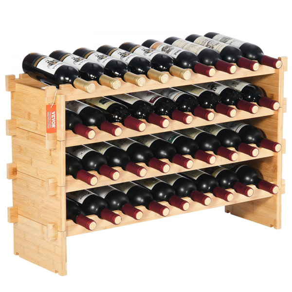 Union Rustic 36 Bottle Stackable Modular Wine Rack Bamboo Wood Display ...