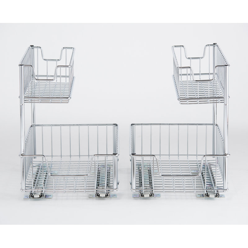 TRINITY 2-Tier Chrome Steel Wire Sliding Undersink Organizer (2-Pack ...