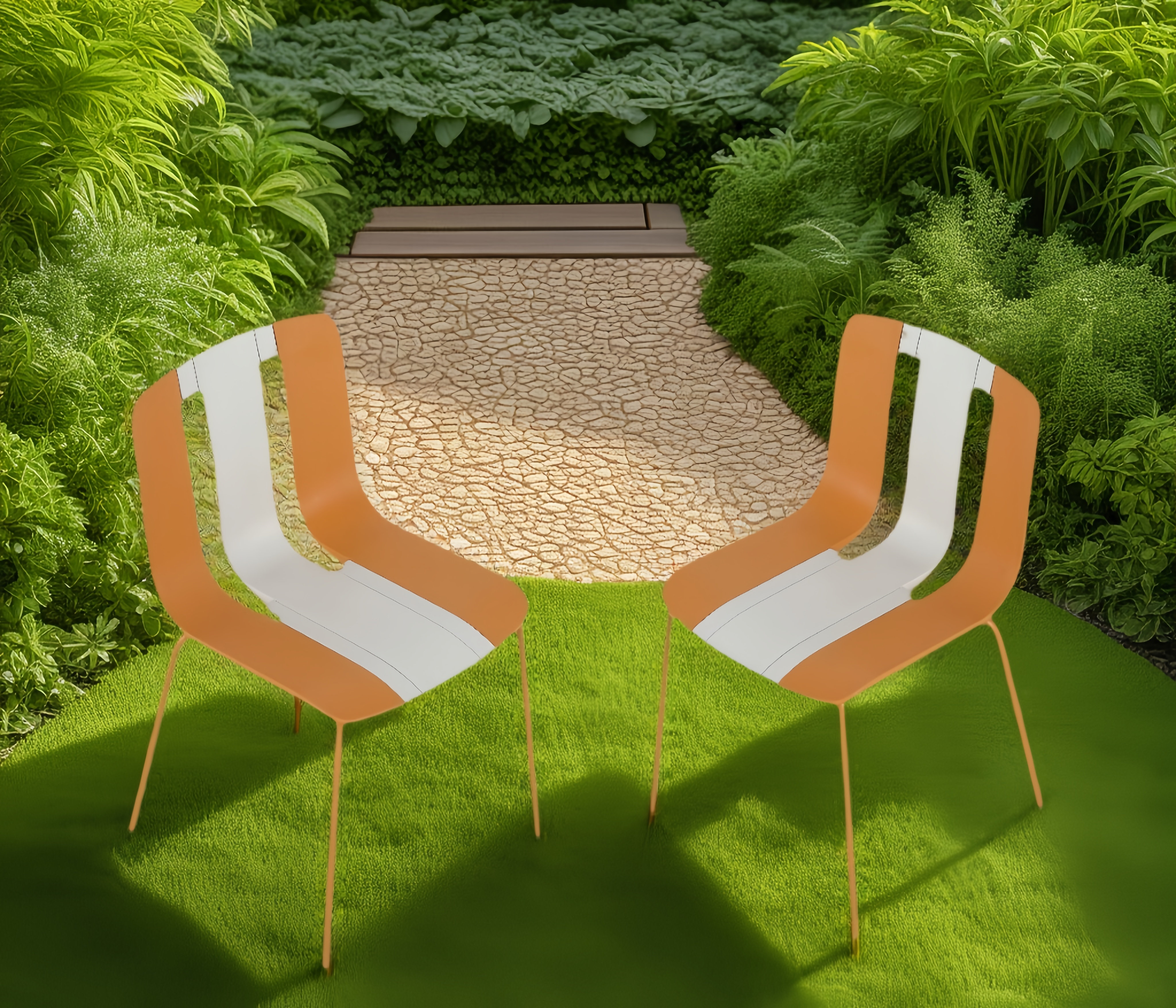 George Oliver 4-Pack Modern Striped Colour Block Chairs, Pp Plastic ...