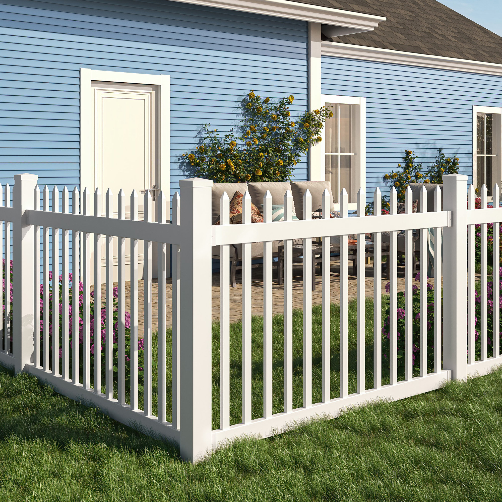 Wam Bam No Dig Fence Nantucket 48 H X 72 W White Vinyl Fencing With
