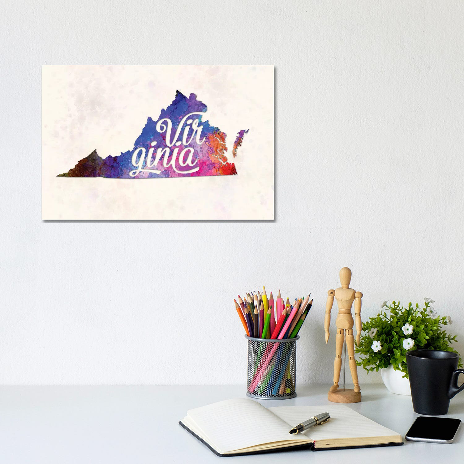 Latitude Run Virginia US State in Watercolour Text Cut Out by Paul ...
