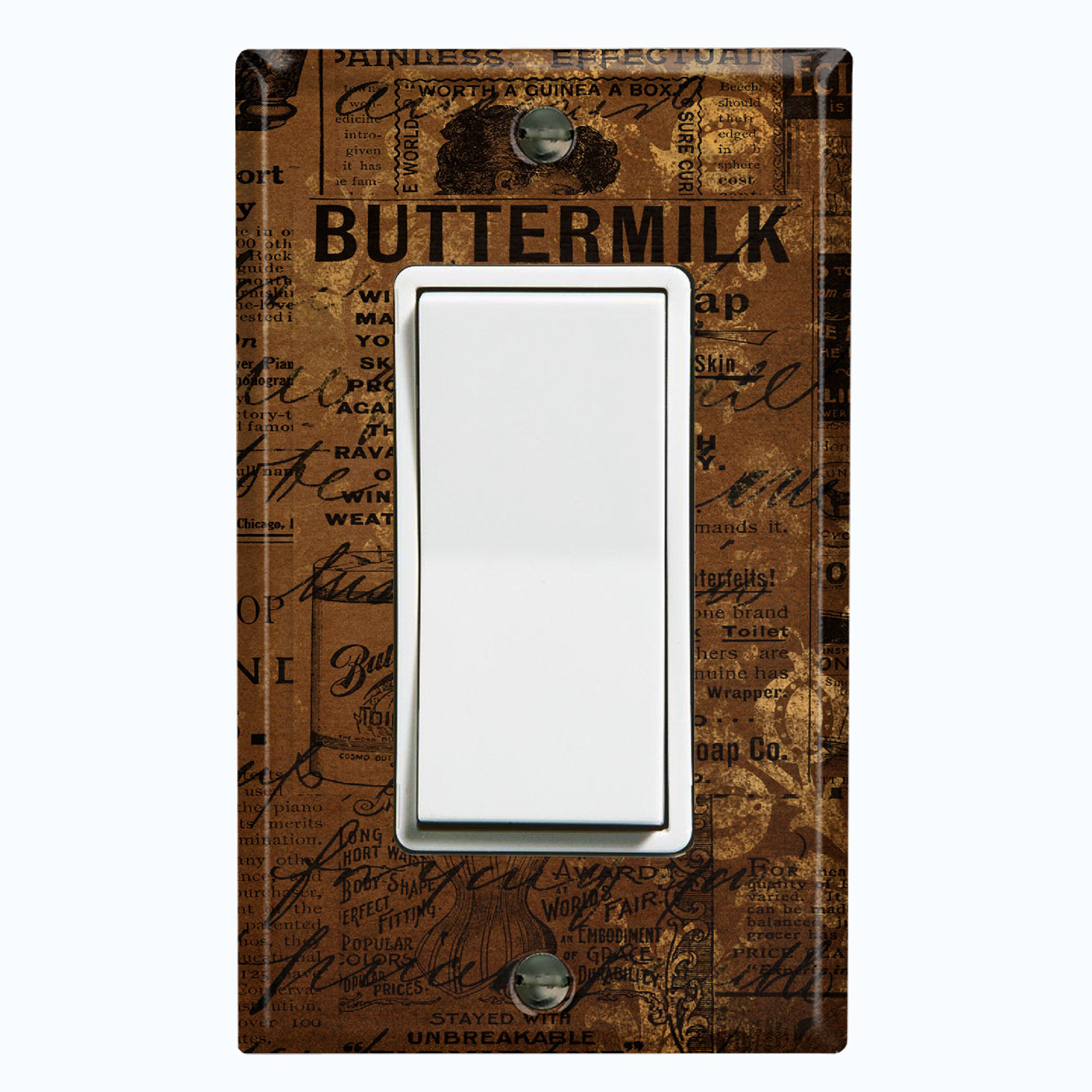 WorldAcc Rustic Bakery Letter Brown Nature Themed 1 - Gang Toggle Light ...