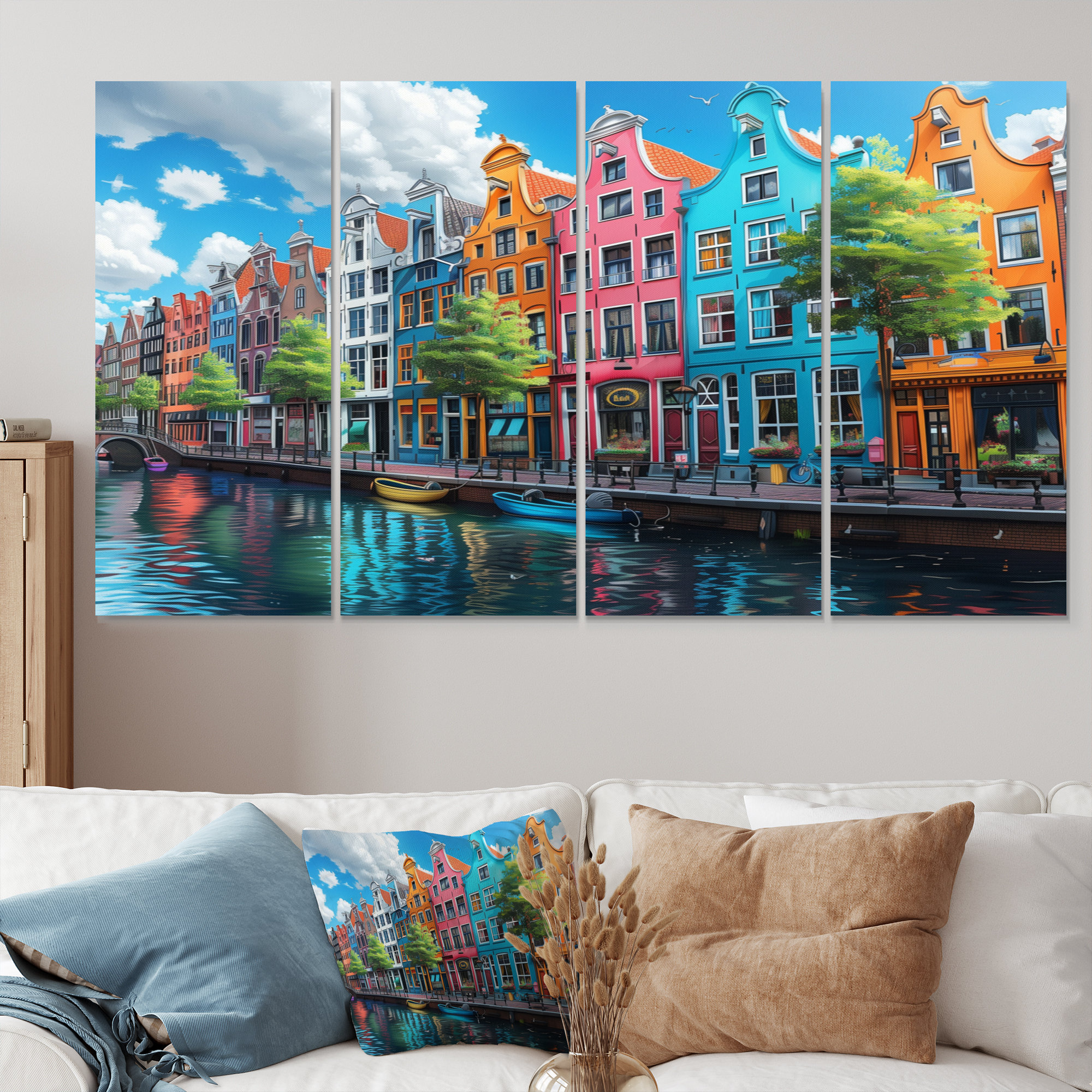 Design Art Netherlands Colorful High Detail Canals I - Netherlands Wall ...