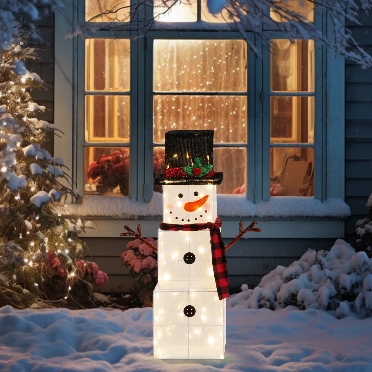 Charlton Home® 3ft Lighted Square Snowman Christmas Decorations ...