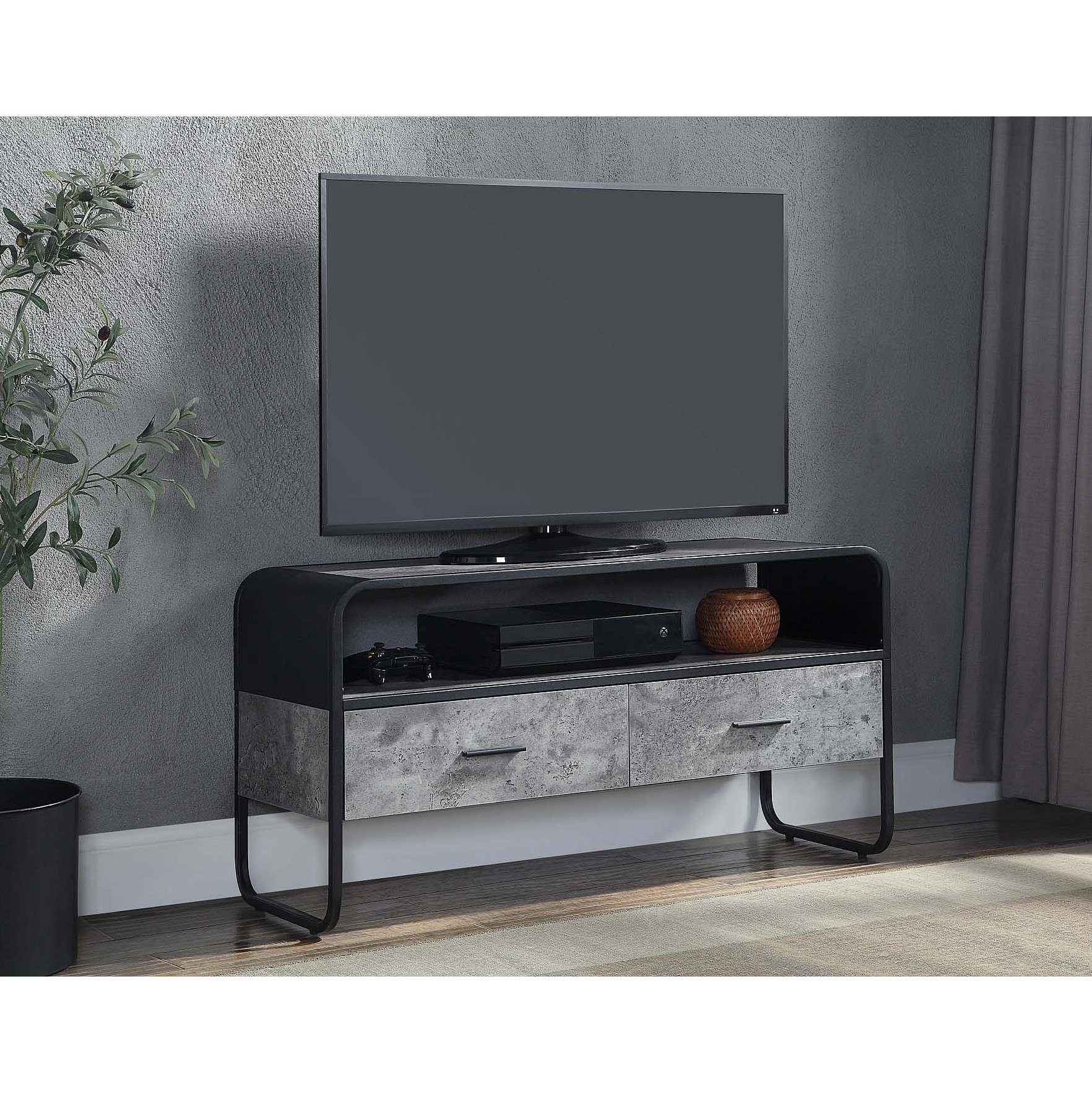 Latitude Run® Metal Frame TV Stand With 2 Storage Drawers | Wayfair