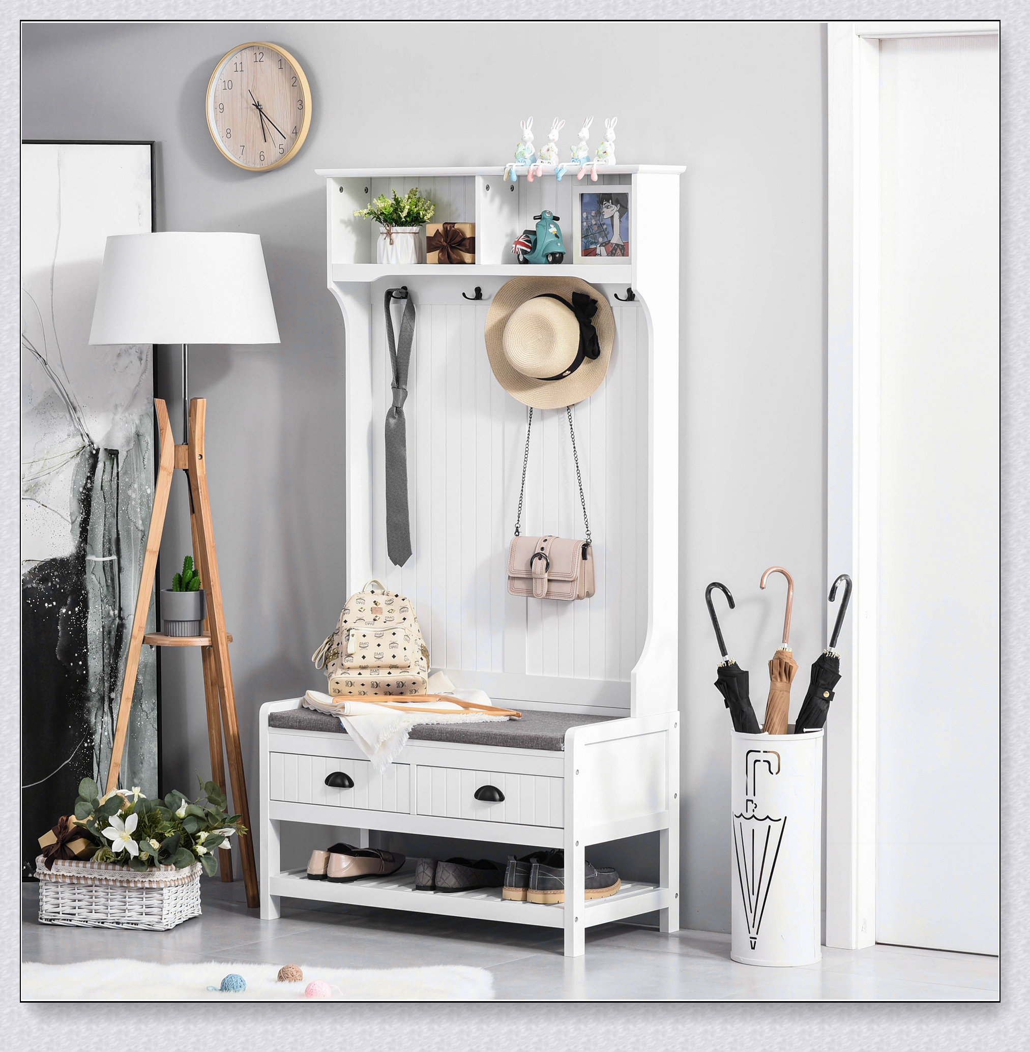 Lark Manor™ 3-in-1 Hall Tree with Coat Rack, Shoe Bench, and Storage ...