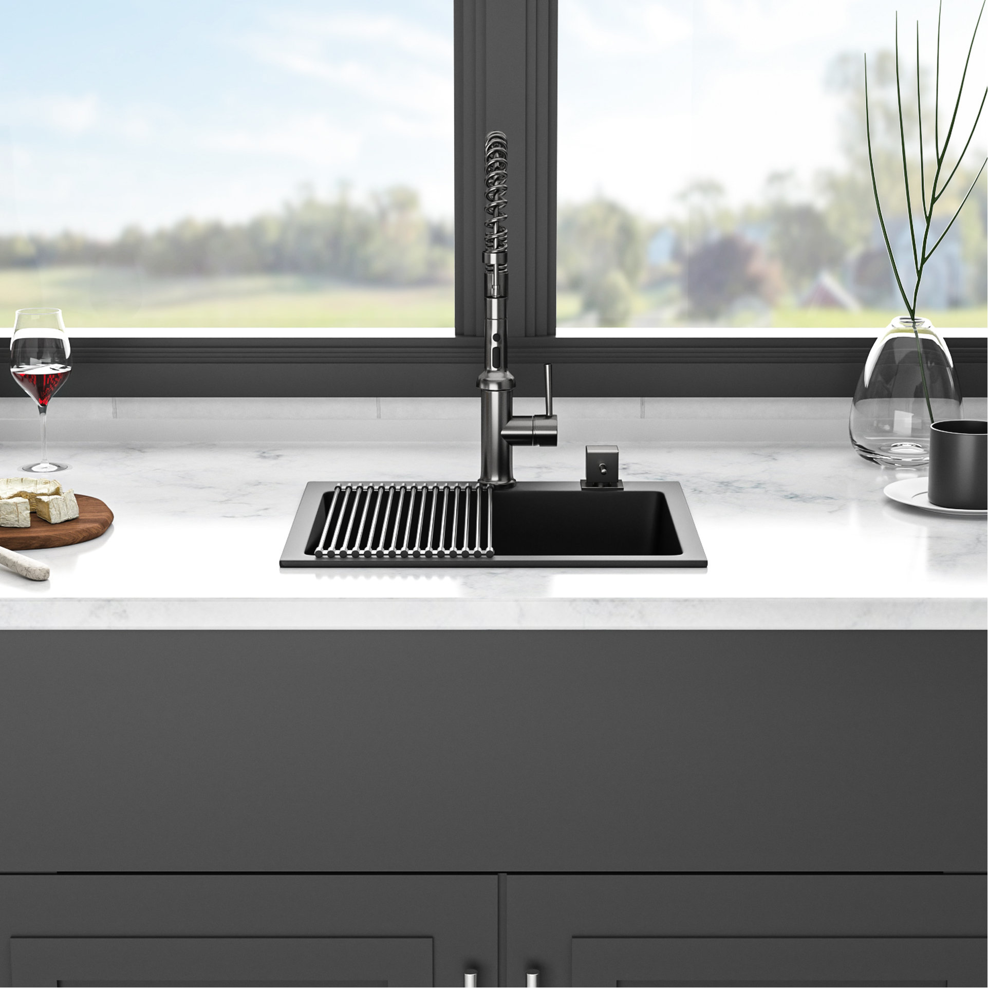 Crafted Palm 25X22" Quartz Drop - In Kitchen Sink, Thick And Quiet ...