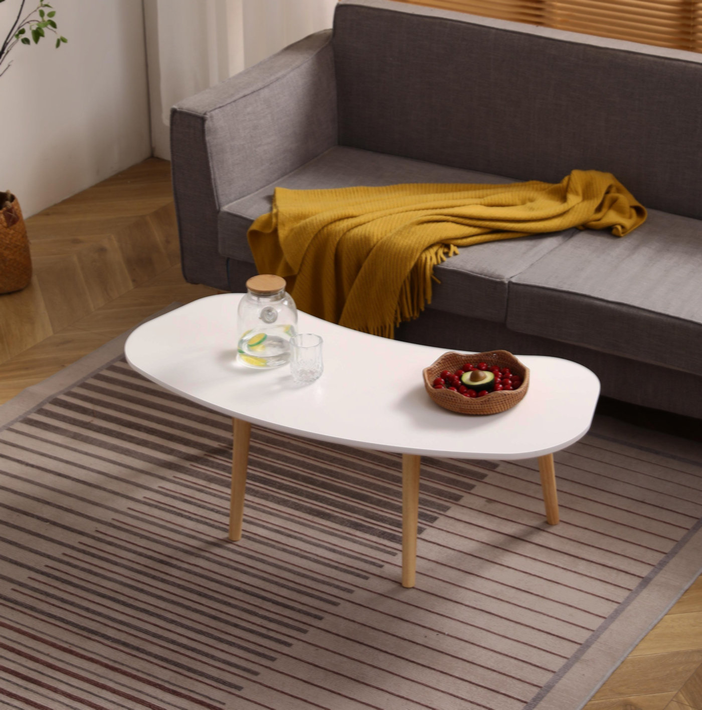George Oliver Nut-Shaped Coffee Table with Solid Wood Legs Traditional ...