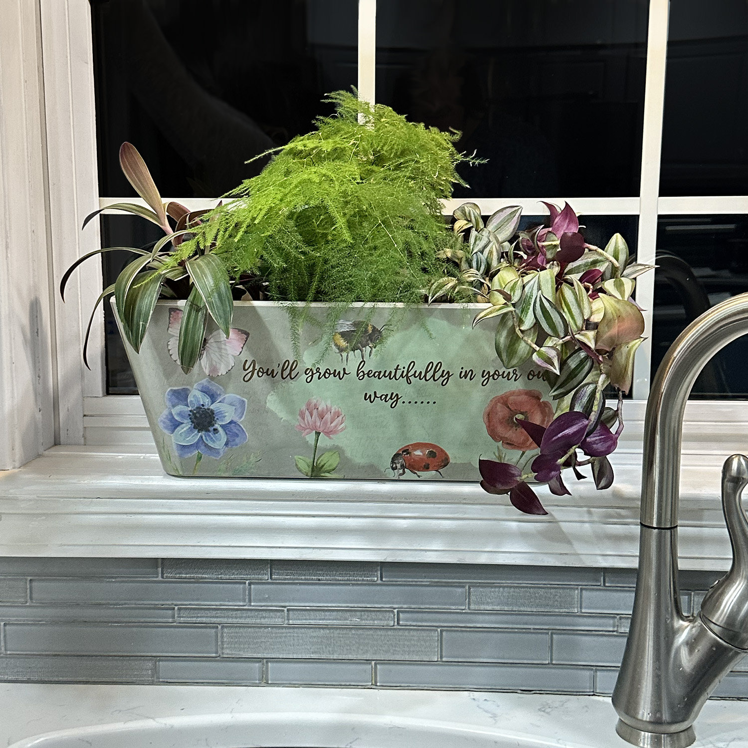 Tierra Garden Bamboo Blooms 16" Flowers Rectangular Self-Watering ...