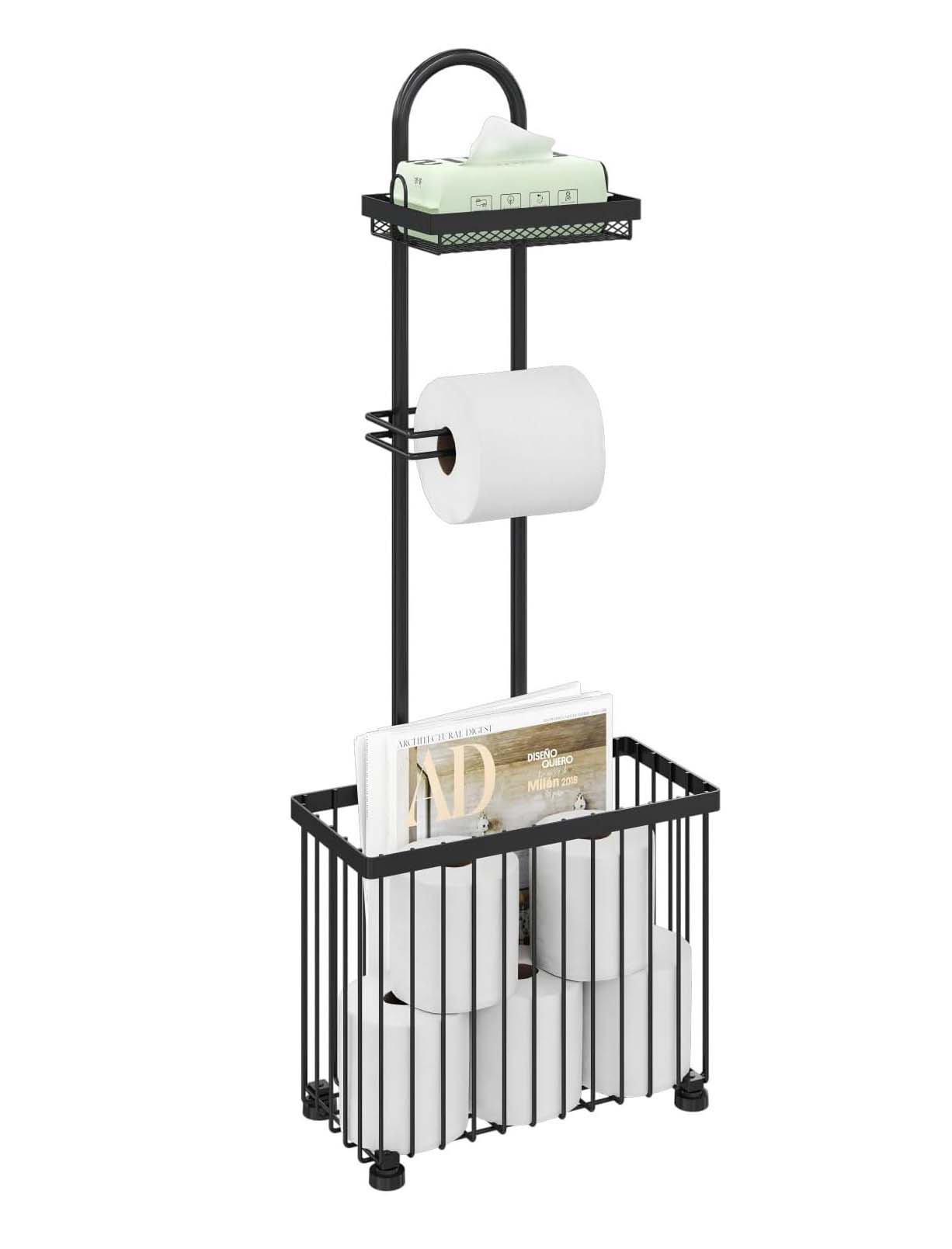 Rebrilliant Freestanding Toilet Paper Holder Toilet Tissue Rack Scroll ...