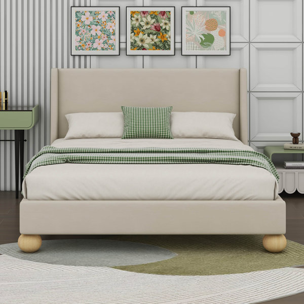 Ivy Bronx Sherlie Modern Upholstered Platform Bed With Wingback ...