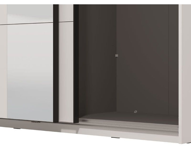 Brayden Studio Effect Sliding Wardrobe With Mirror 145cm Wardrobe ...