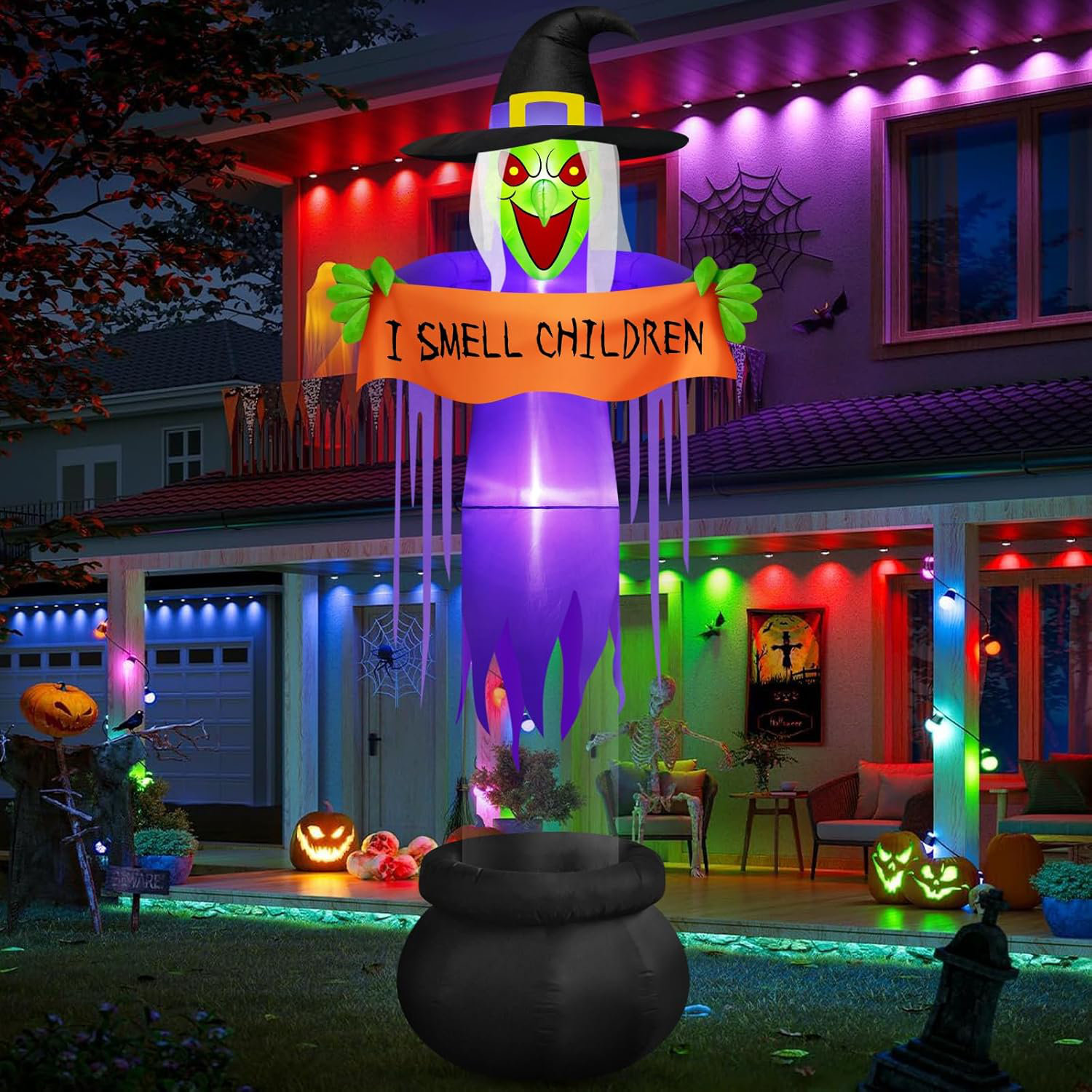 The Seasonal Aisle 12 FT Giant Halloween Inflatables Witch, Witch With ...