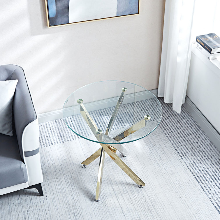 Willa Arlo Interiors Babb Glass Top End Table & Reviews | Wayfair