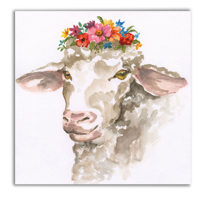Gracie Oaks Princess Sheep On Canvas Painting & Reviews | Wayfair