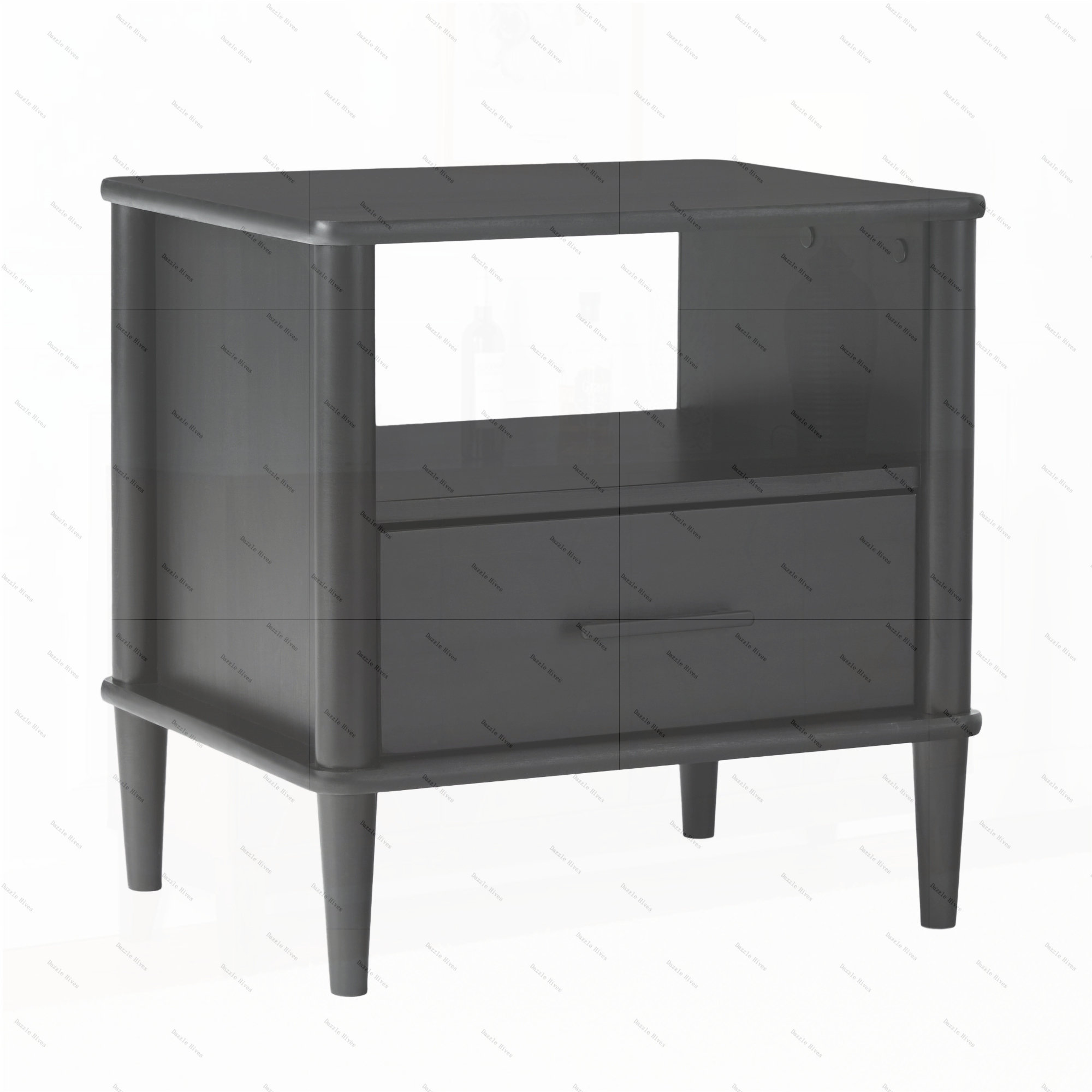 Red Barrel Studio® Transitional Solid Wood Spindle Nightstand – Black ...
