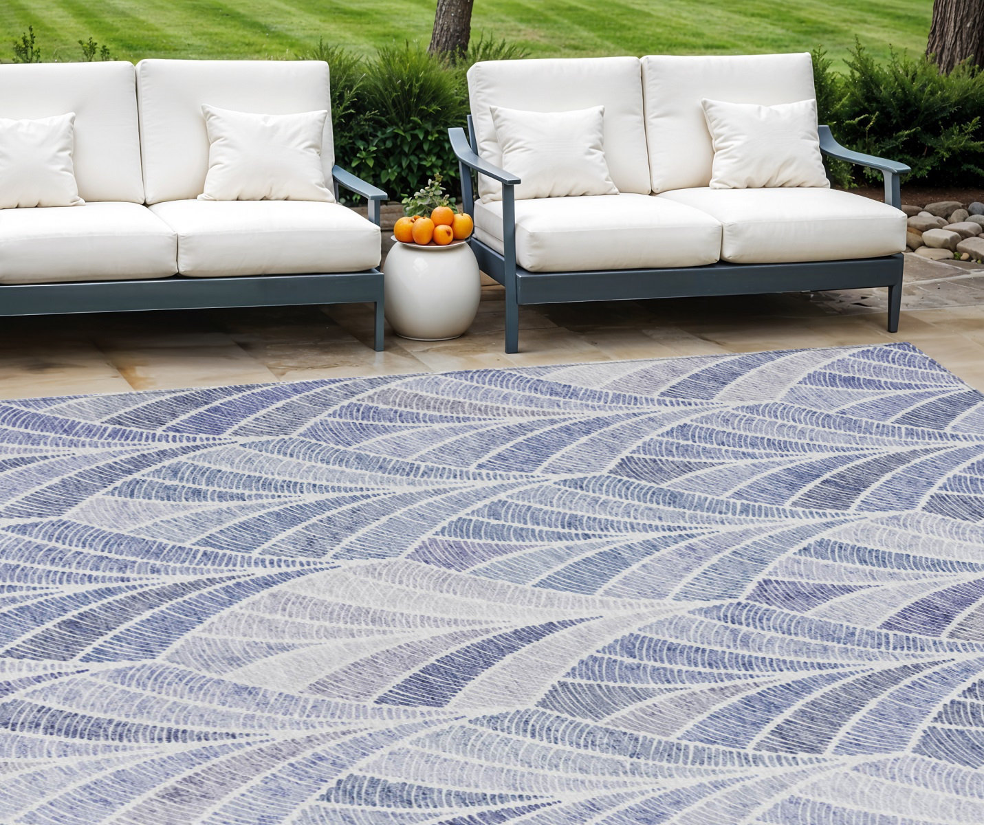 HomeRoots Tapis extérieur lavable bleu et bleu ciel 9 pi x 12 pi denim - Wayfair Canada