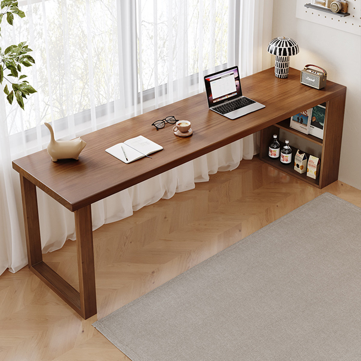 Groove Interior Walnut Rectangular Solid Wood desk | Wayfair