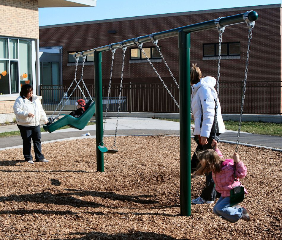 Kidstuff Playsystems, Inc. T-Swing Set with 3 Belt and 1 Full-Body Seat ...