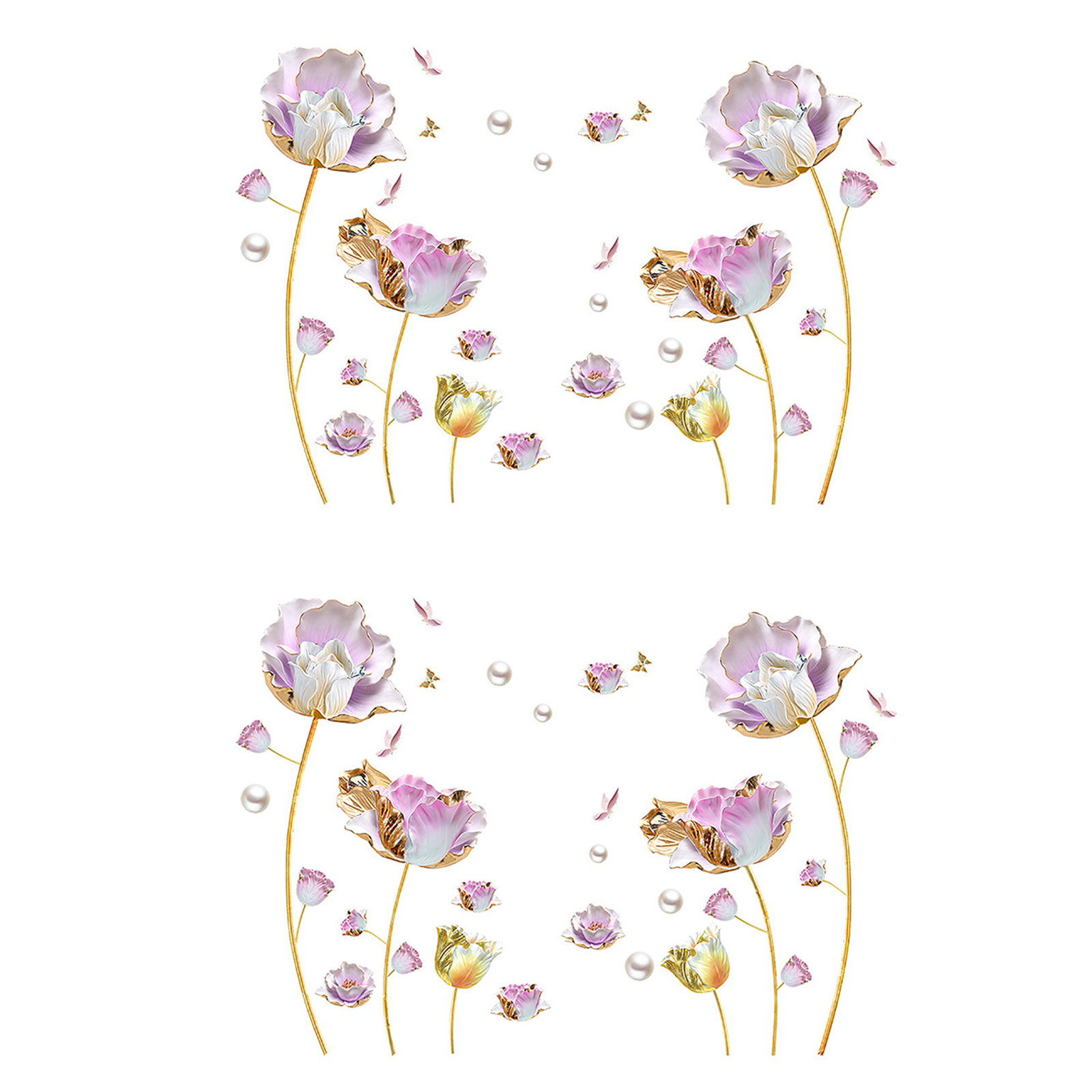 Mercer41 4PCS 3D Flower Wall Stickers Gold Tulip Floral Wall Art Decals ...