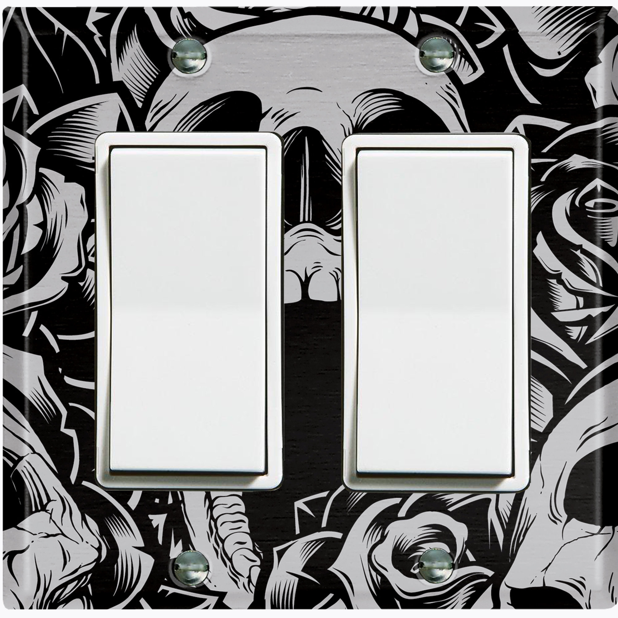 WorldAcc Metal Light Switch Plate Outlet Cover (Skull Rose Mouth Roses ...