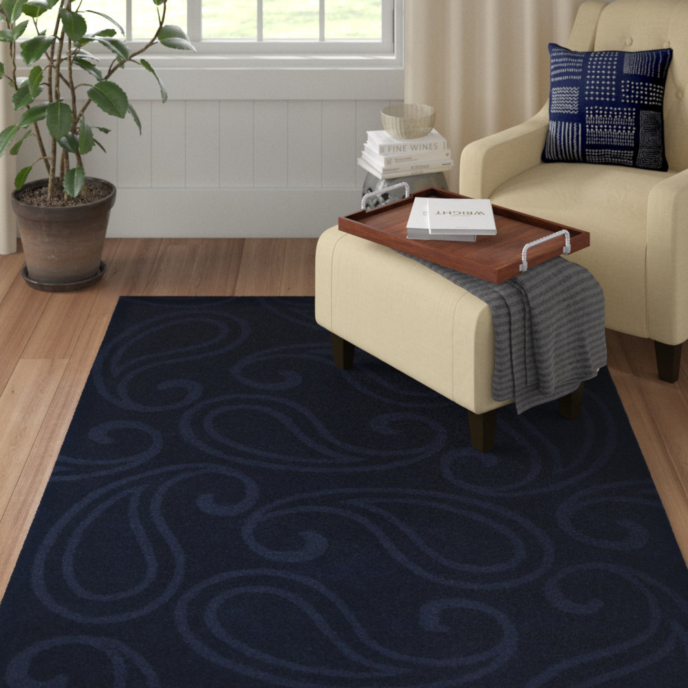 Winston Porter Annetta Navy Solid Area Rug & Reviews | Wayfair