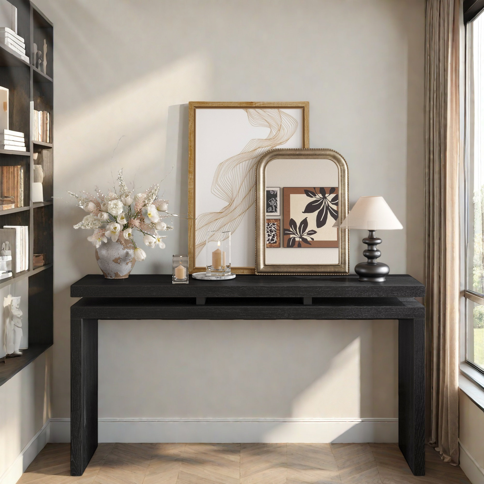 Gracie Oaks Console Table With Double Board Suspension Design | Wayfair