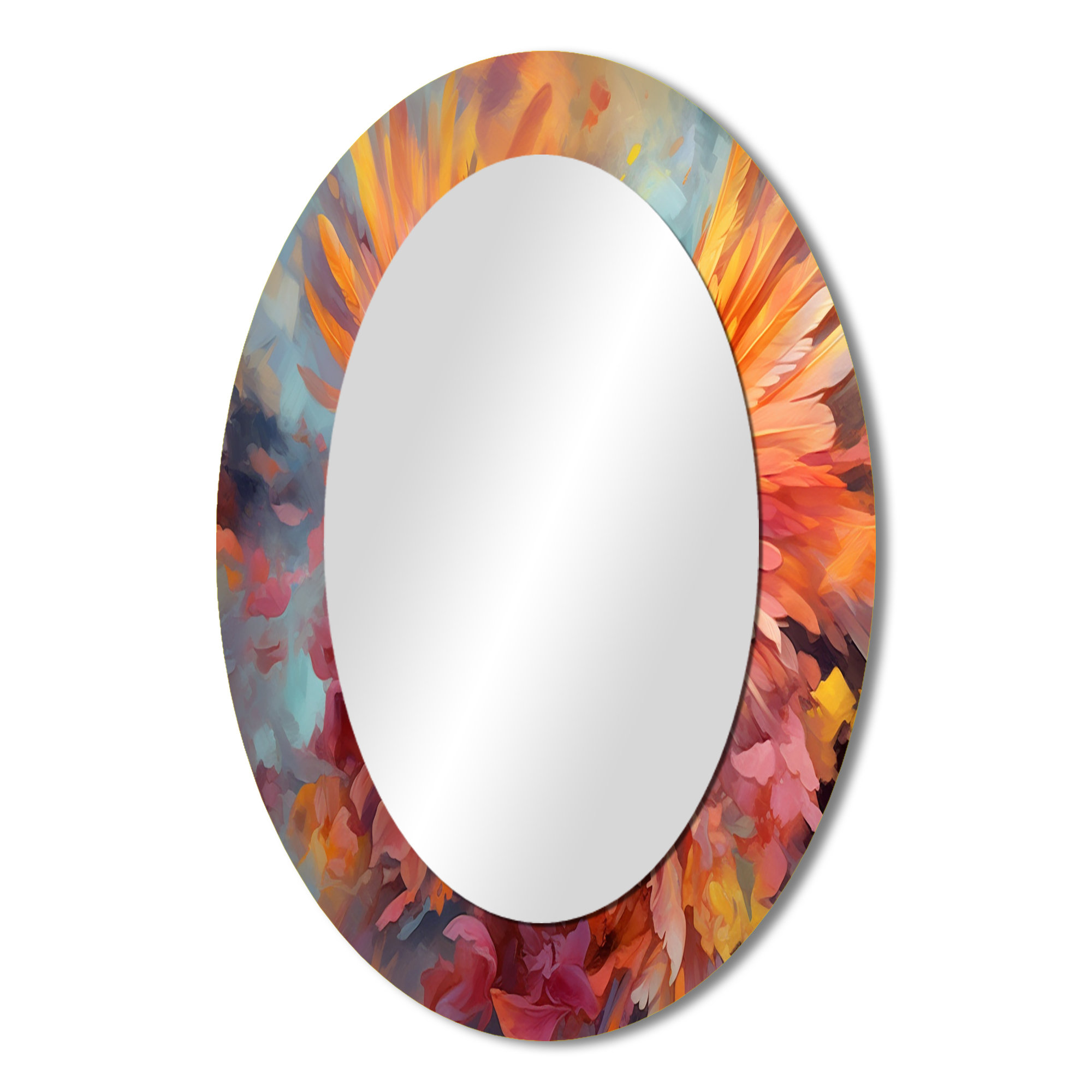 Dakota Fields Tropical Parrot I - Yellow Oval Wall Mirror Decor | Wayfair