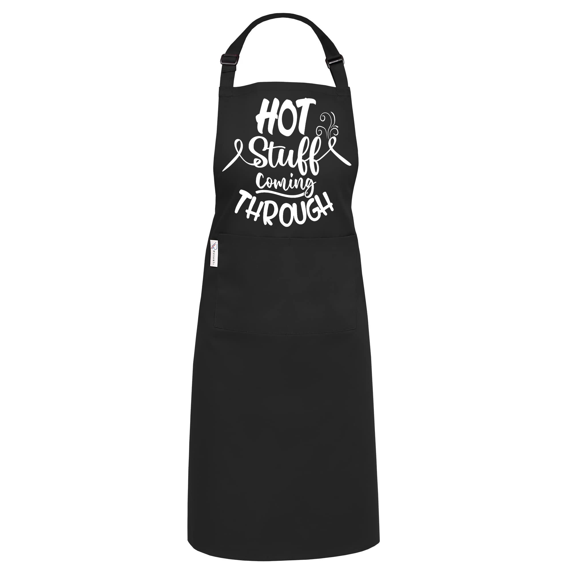 Ruvanti Poly Cotton Funny Black Aprons with Writing, Kitchen Aprons ...