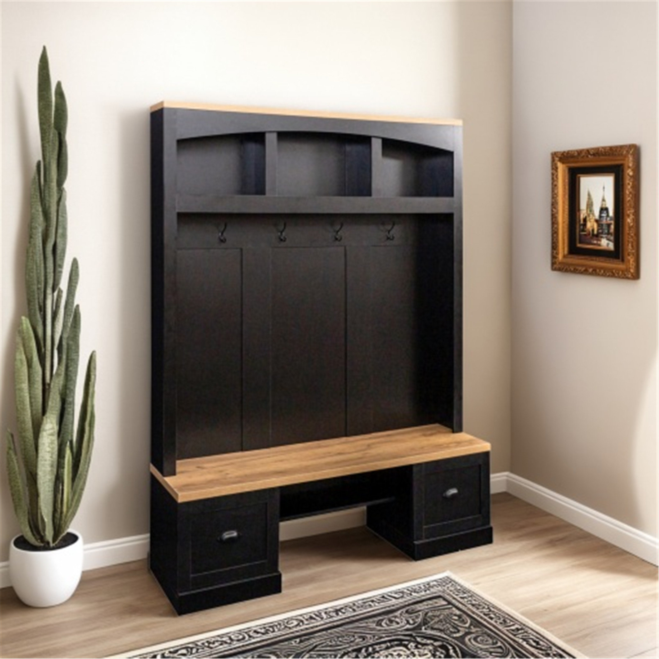 Lark Manor™ Versatile Farmhouse Hall Tree with Multiple Functions and ...