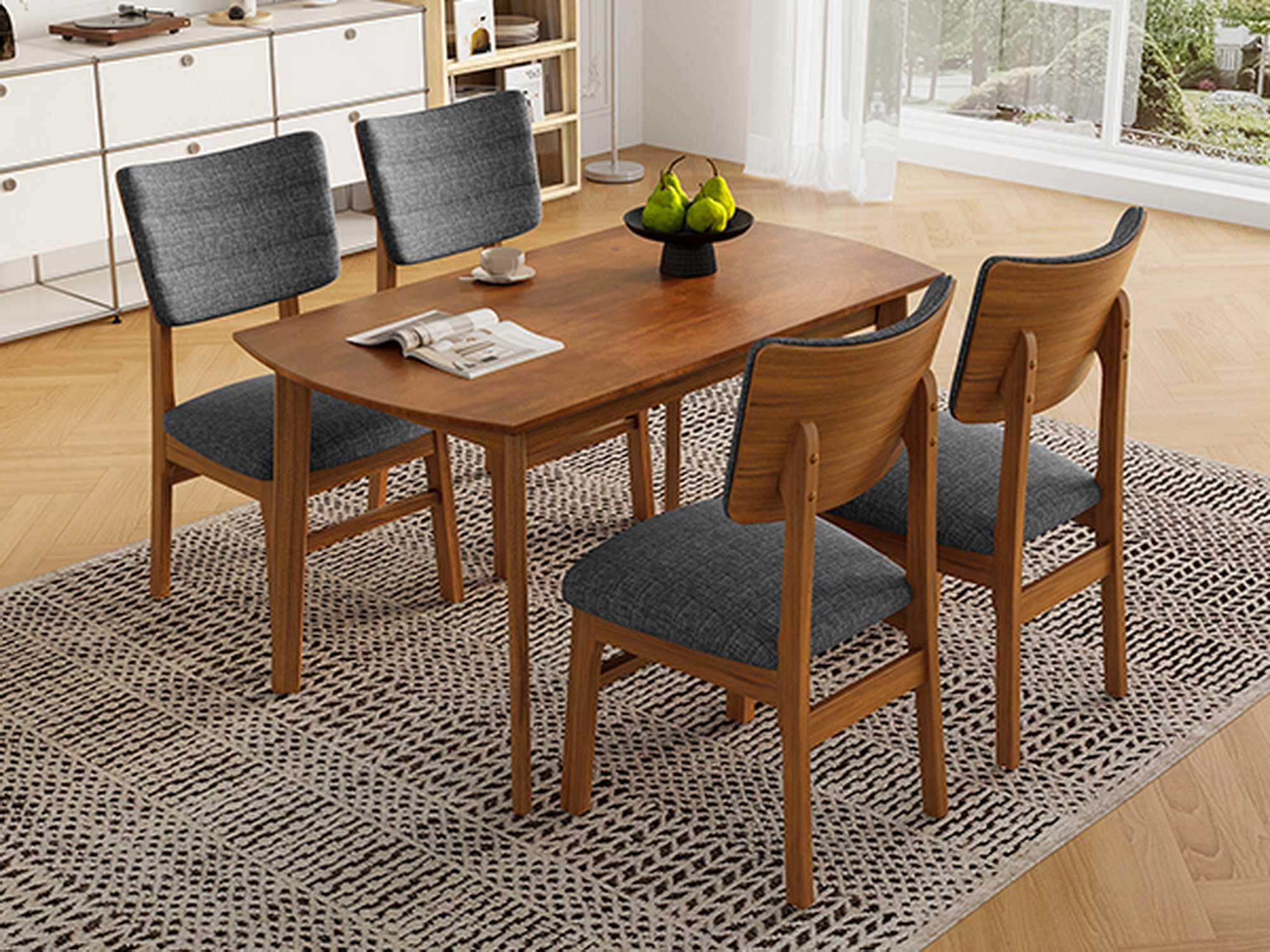 George Oliver Mid - Century Modern 5 - Piece Dining Table Set | Solid ...