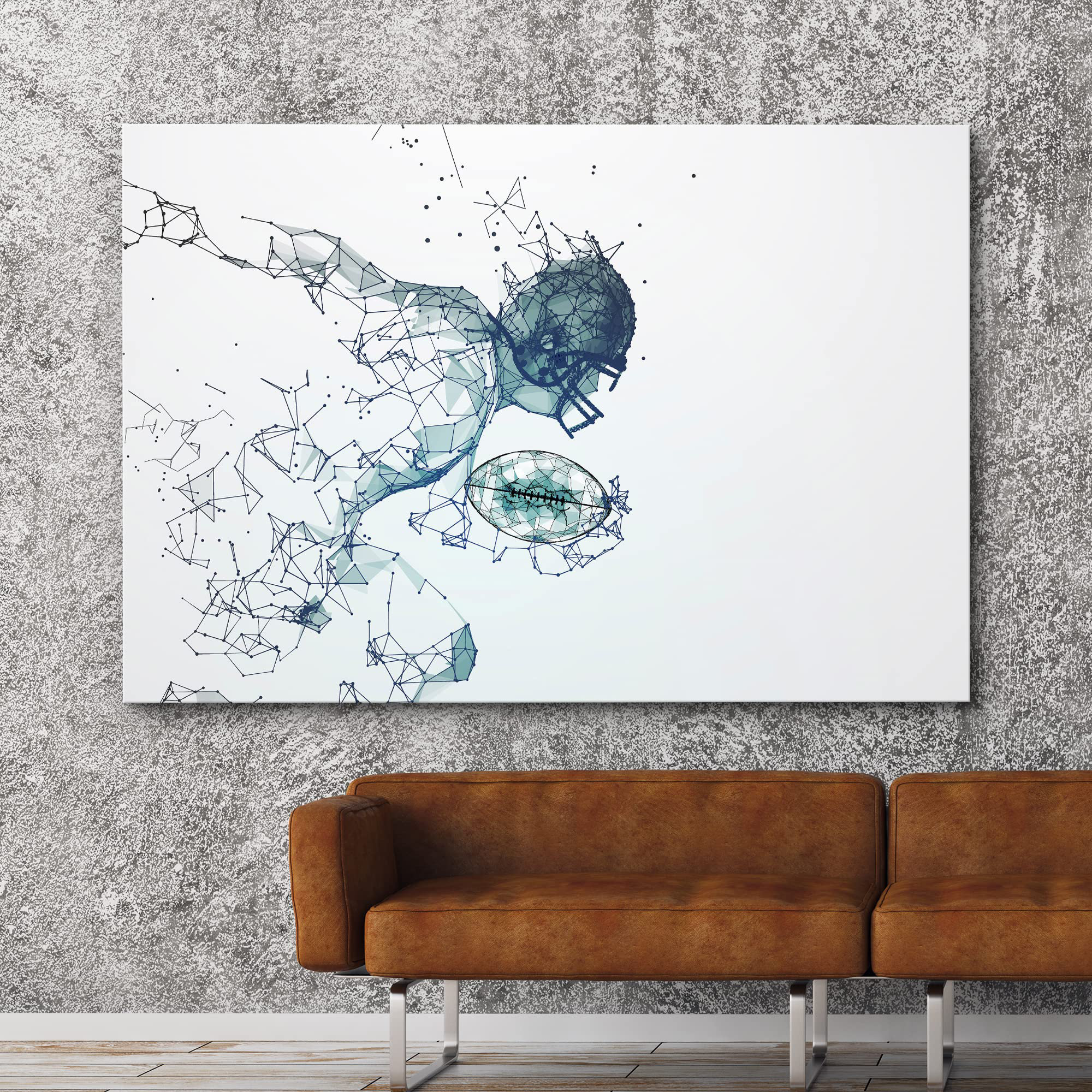 IDEA4WALL Blue Geometric Line Polygon Football Player Sports Athletes ...