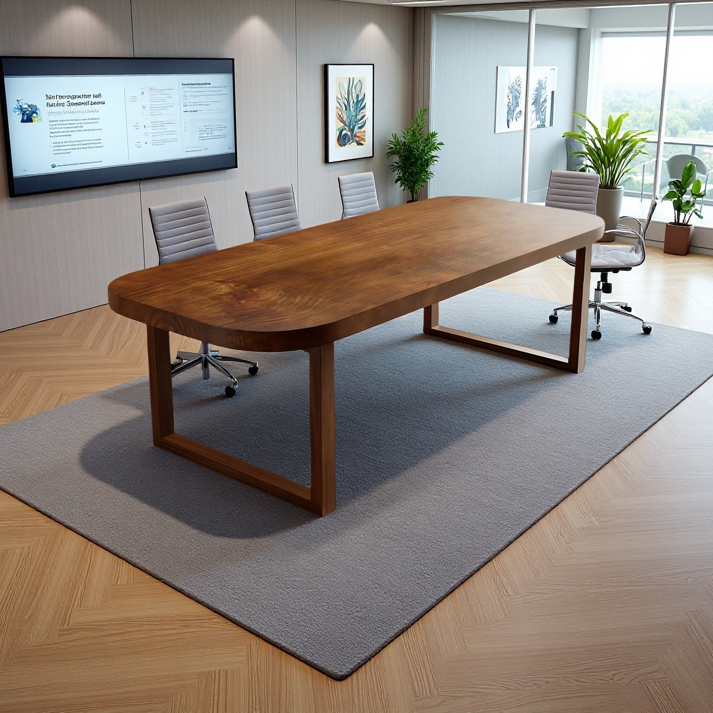 Latitude Run® Rectangular solid wood handmade conference table ...