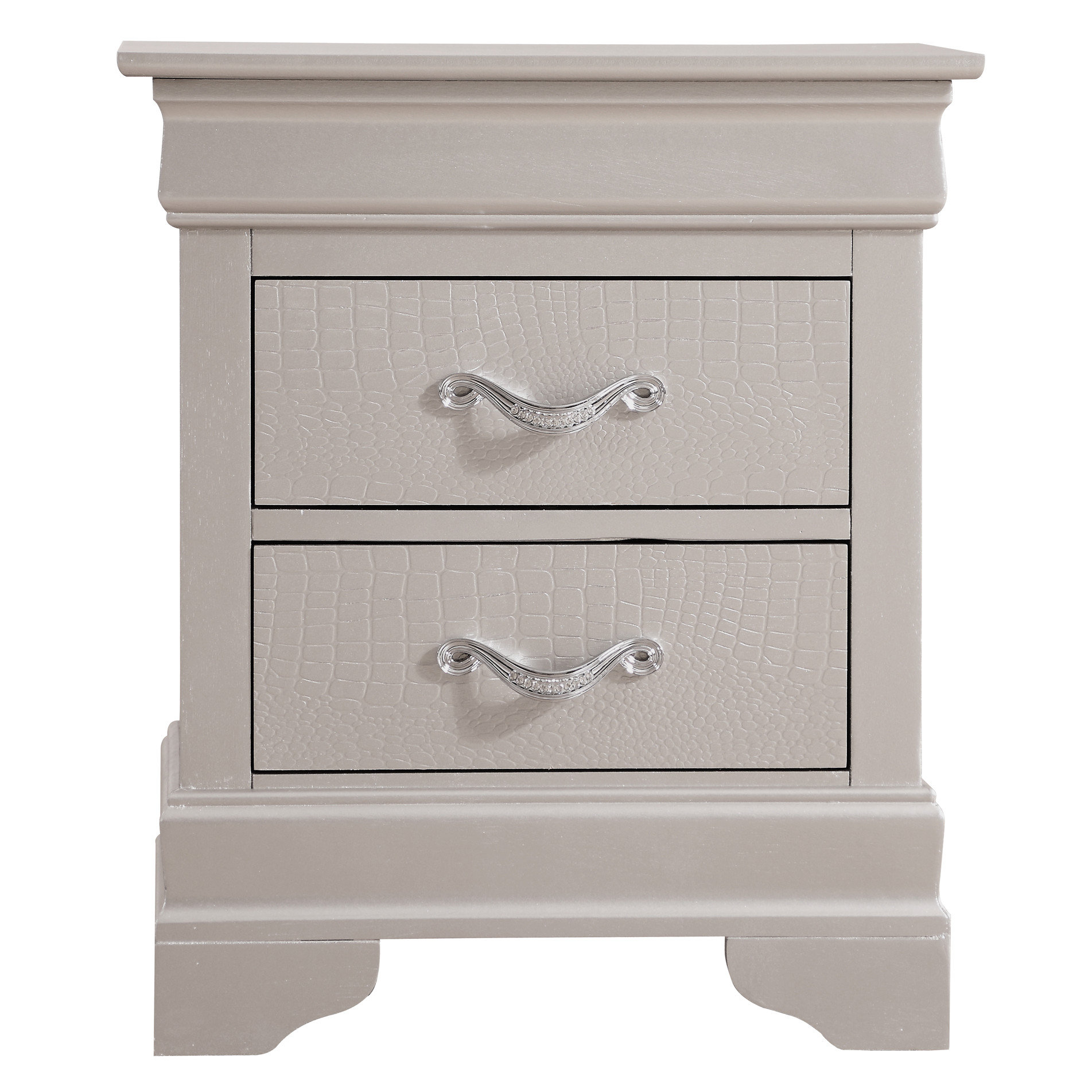 Mercer41 Modern Silver Champagne Nightstand With Ample Storage Space ...
