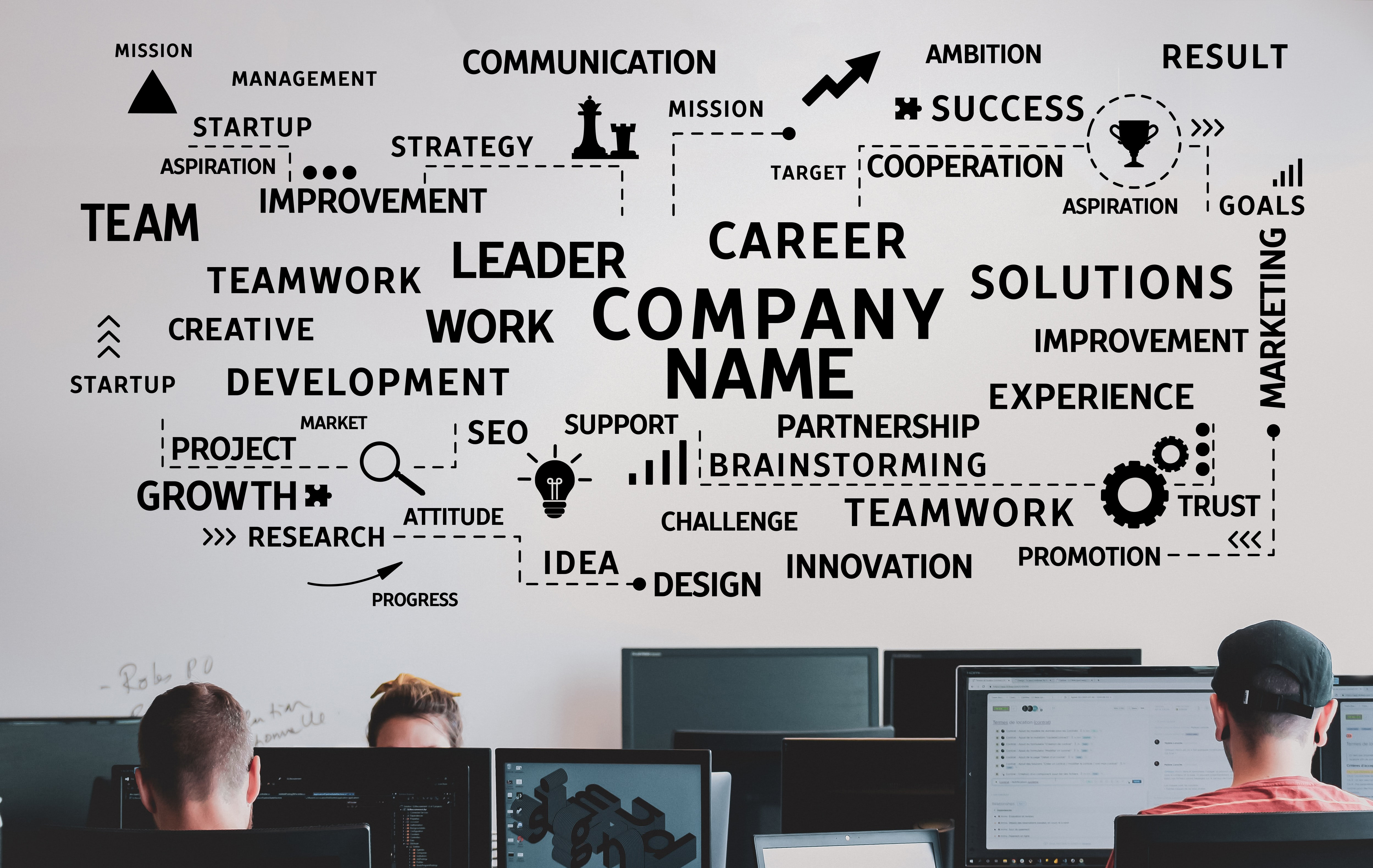 Trinx Company Name Wall Decal Teamwork Wall Decor Office Wall Decal ...