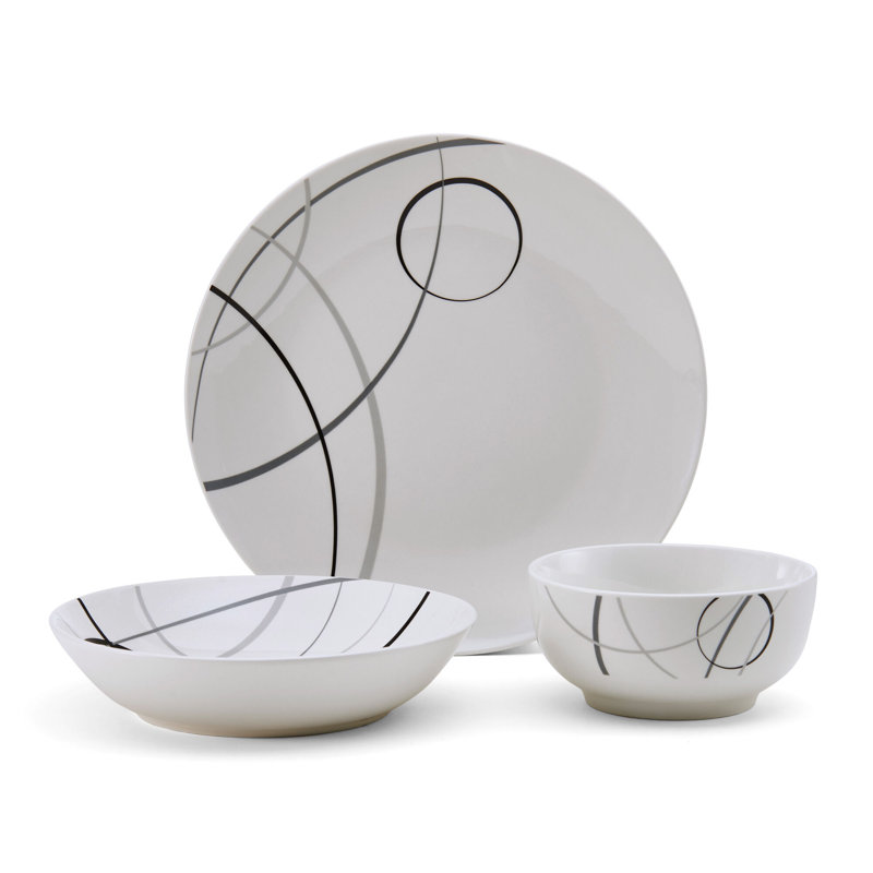 Studio Nova Circles 18-Piece Porcelain Dinnerware Set, Service for 6 ...