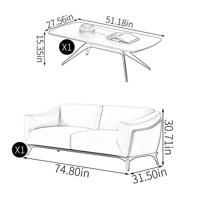 Walkoly Solid wood simple sofa tea table combination | Wayfair