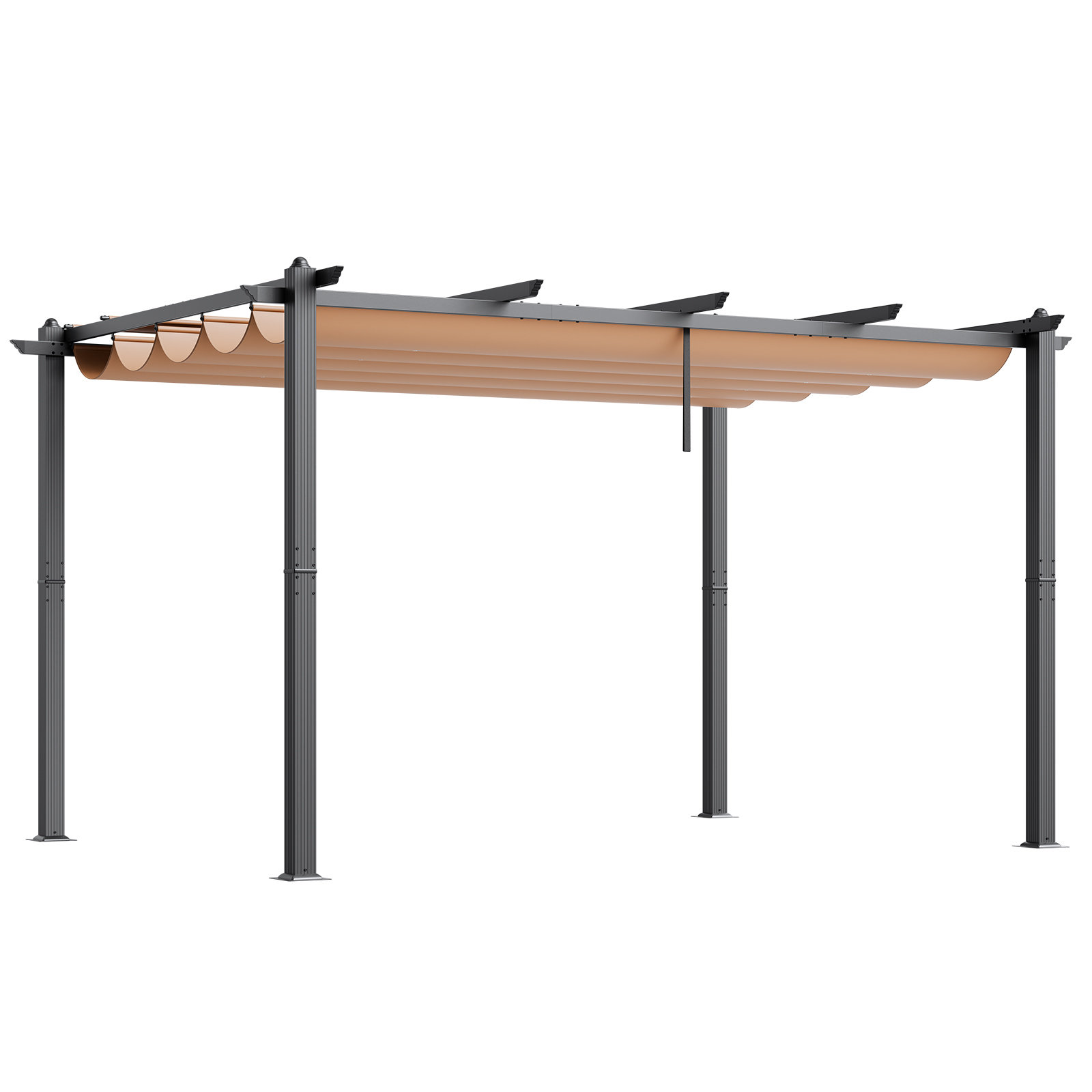 VEVOR Outdoor Retractable Pergola with Sun Shade Canopy Aluminum ...