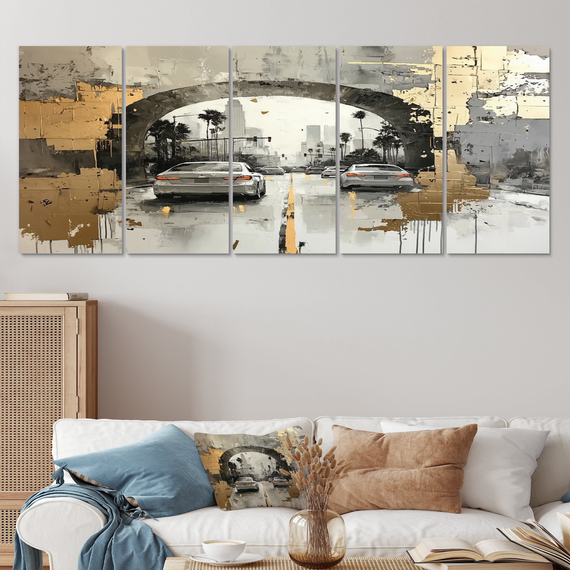 Winston Porter Los Angeles In Gold And Grey Tones - Los Angeles Wall ...