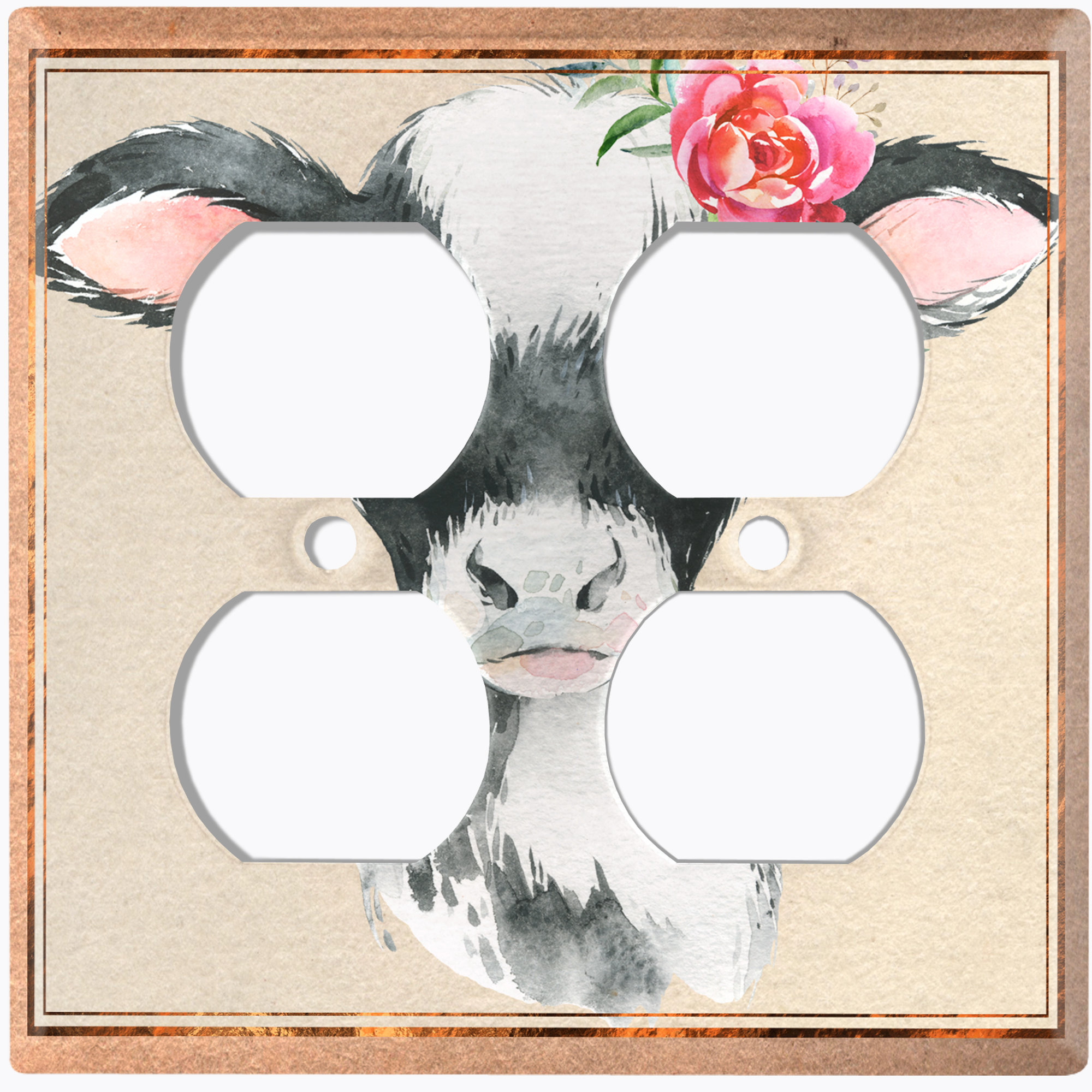 WorldAcc Metal Light Switch Plate Outlet Cover (Cute Animal Baby Cow ...