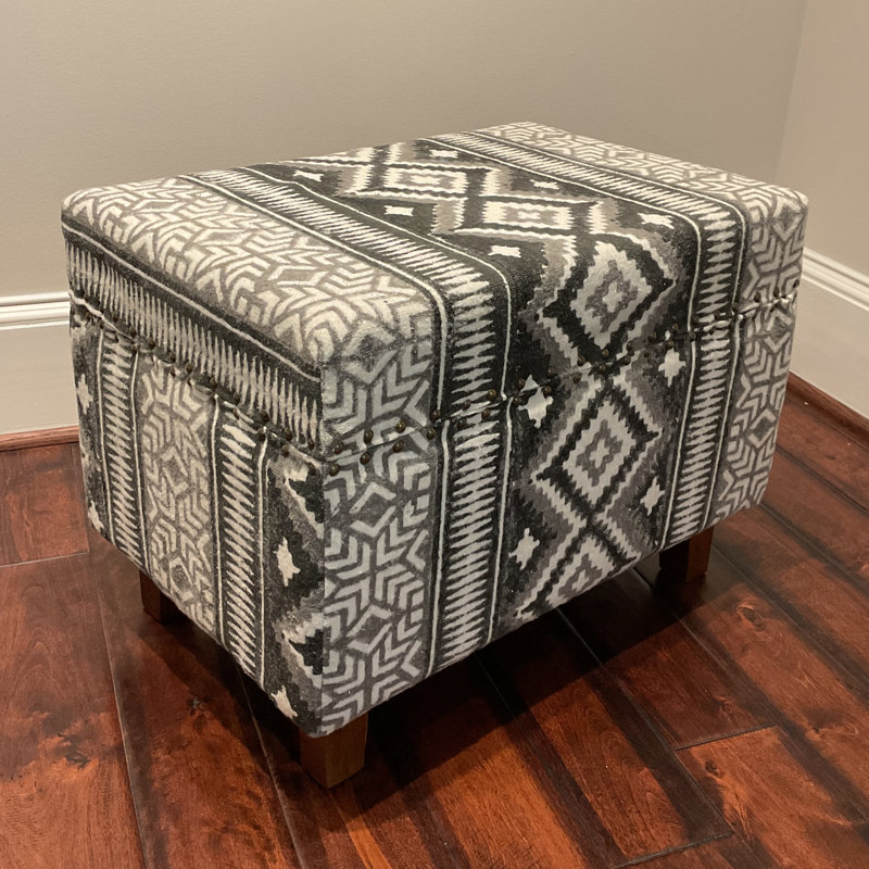 Union Rustic Handmade Cloth Upholstered Wooden Storage Stool | Wayfair