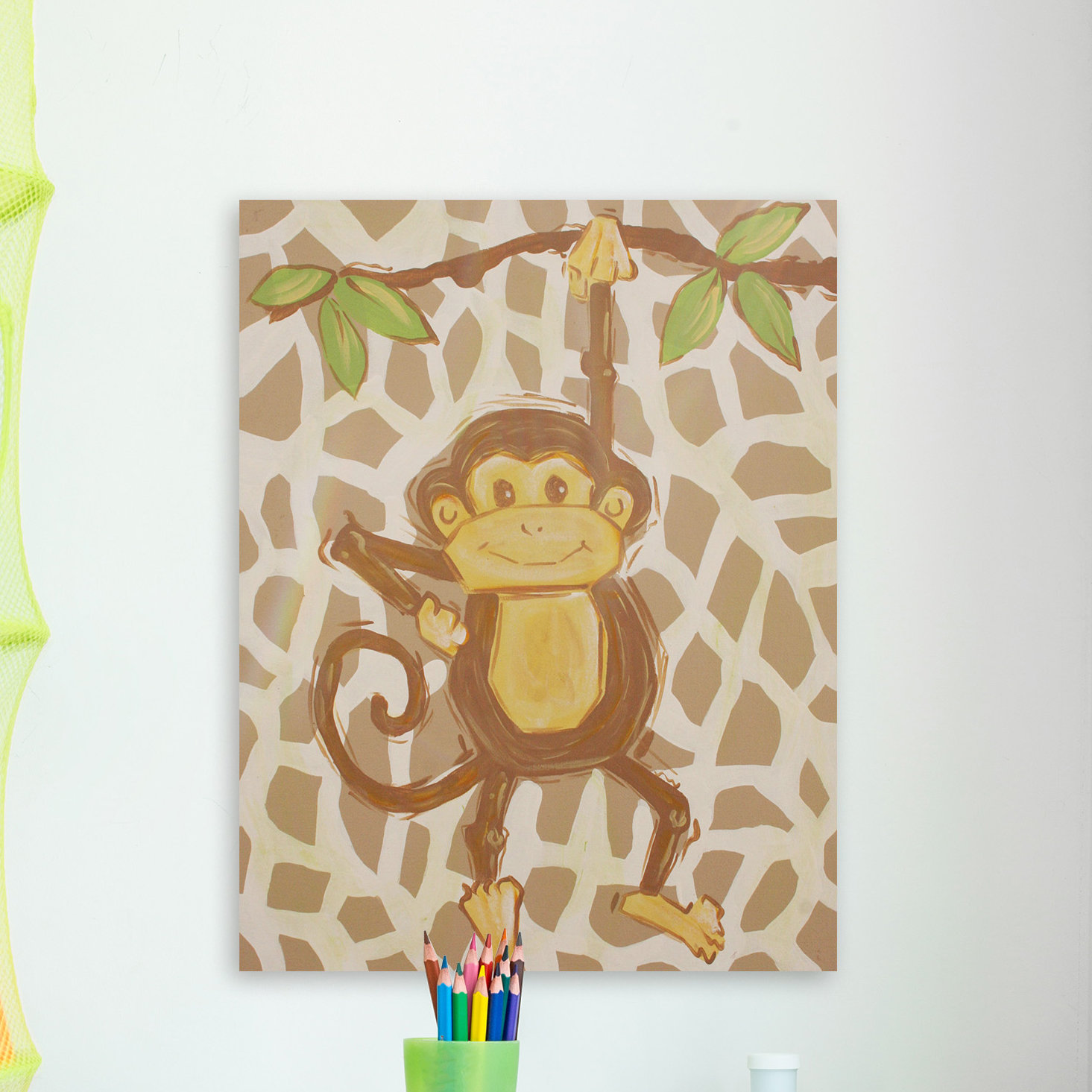 Marmont Hill "Tan Monkey" by Reesa Qualia Print on Wrapped Canvas ...